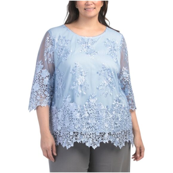 Alex Evenings | Tops | Alex Evenings Plus Scalloped Hem Blouse | Poshmark